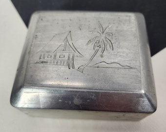 Vintage Pewter Floral Trinket Box With Lid Vintage Gift Box Pewter Box ...