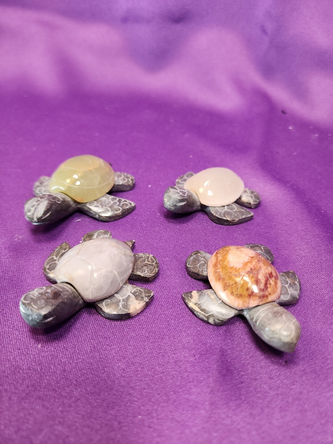 4 Vintage Stone Turtles - Etsy