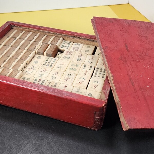 Vintage Bone and Bamboo Mahjong Set - Etsy