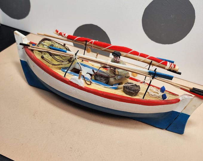Vintage Greek Sponge Fishing Boat Figurine - Etsy