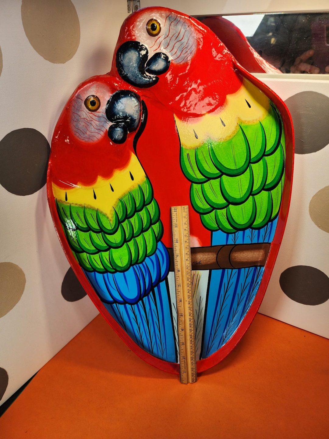 Vintage Paper Mache Parrot Tray - Etsy