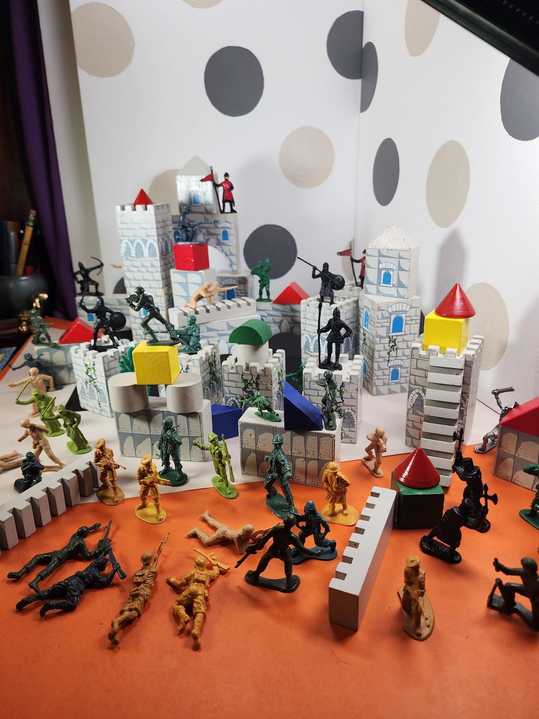 Collection of Vintage Castle Blocks and Plastic Action Figures - Etsy