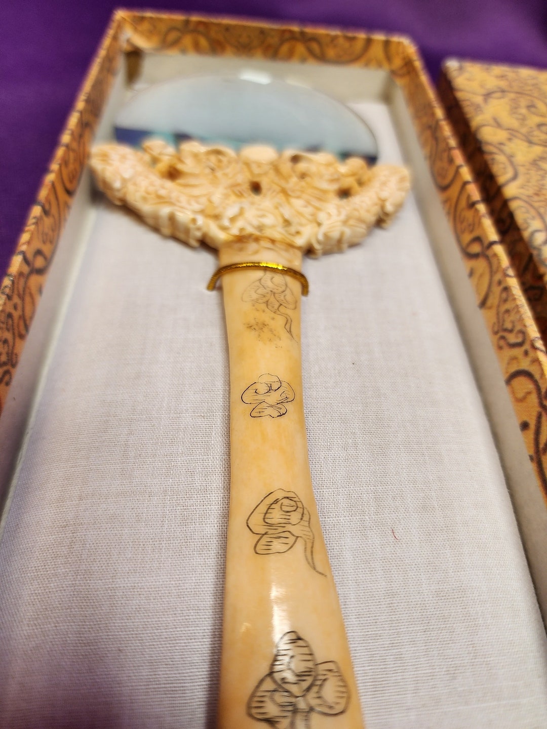 Vintage Chinese Carved Magnifying Glass - Etsy