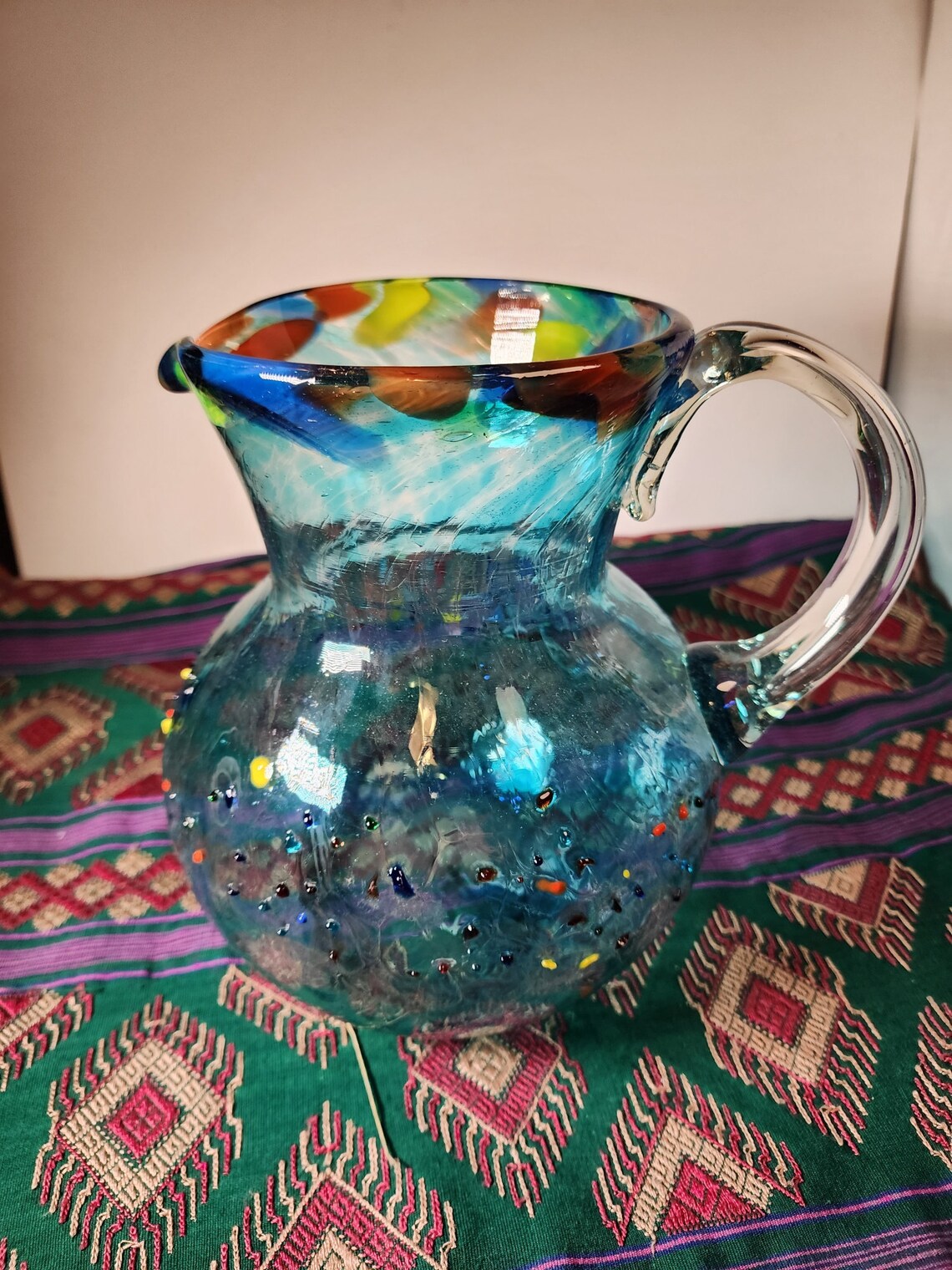 Aqua Del Sol Glass Pitcher - Etsy