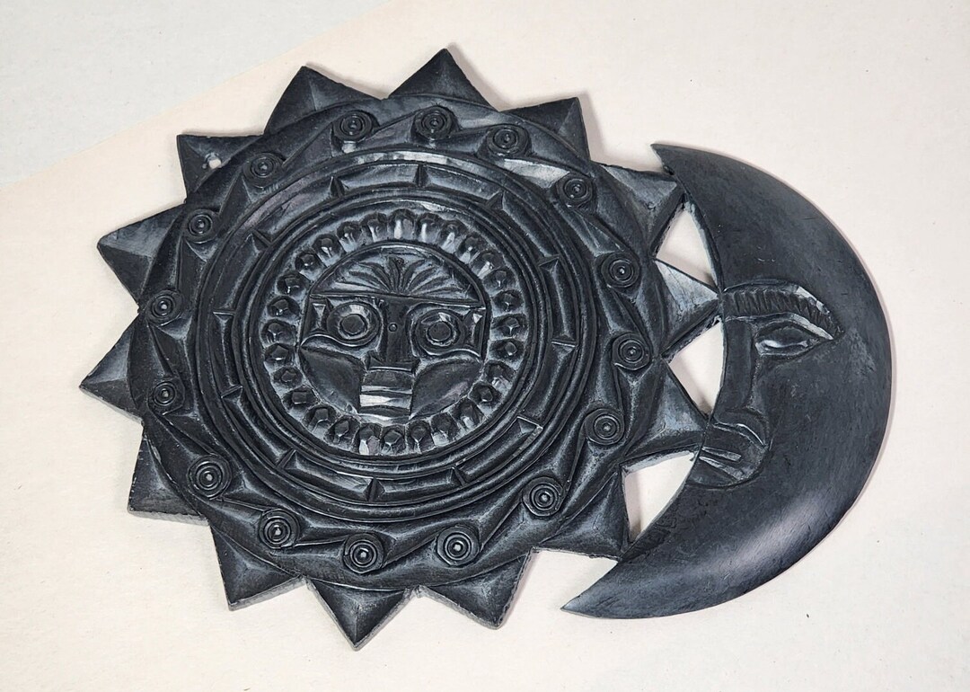 Vintage Inca Sun and Moon Hand Carved Slate - Etsy