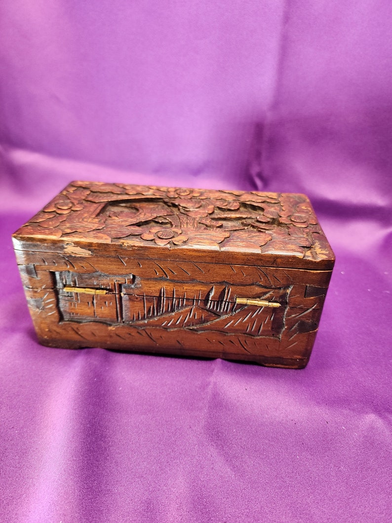 Vintage Carved Wooden Box - Etsy