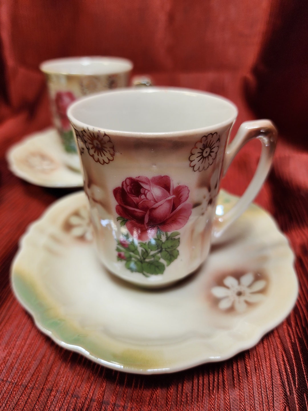 Lot of Vintage German Porcelain Tea Cups and Saucers - Etsy