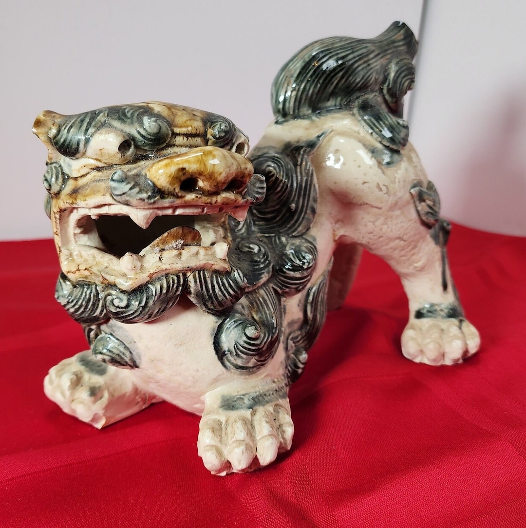 Chinese Polychrome Porcelain Foo Dog - 1800s - Etsy
