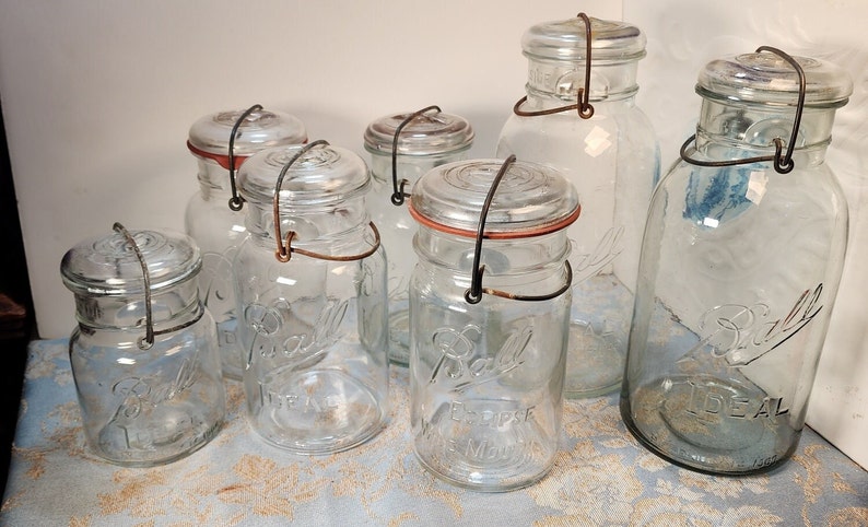 Lot of 7 Assorted Antique Ball Jars Large to Small - Etsy