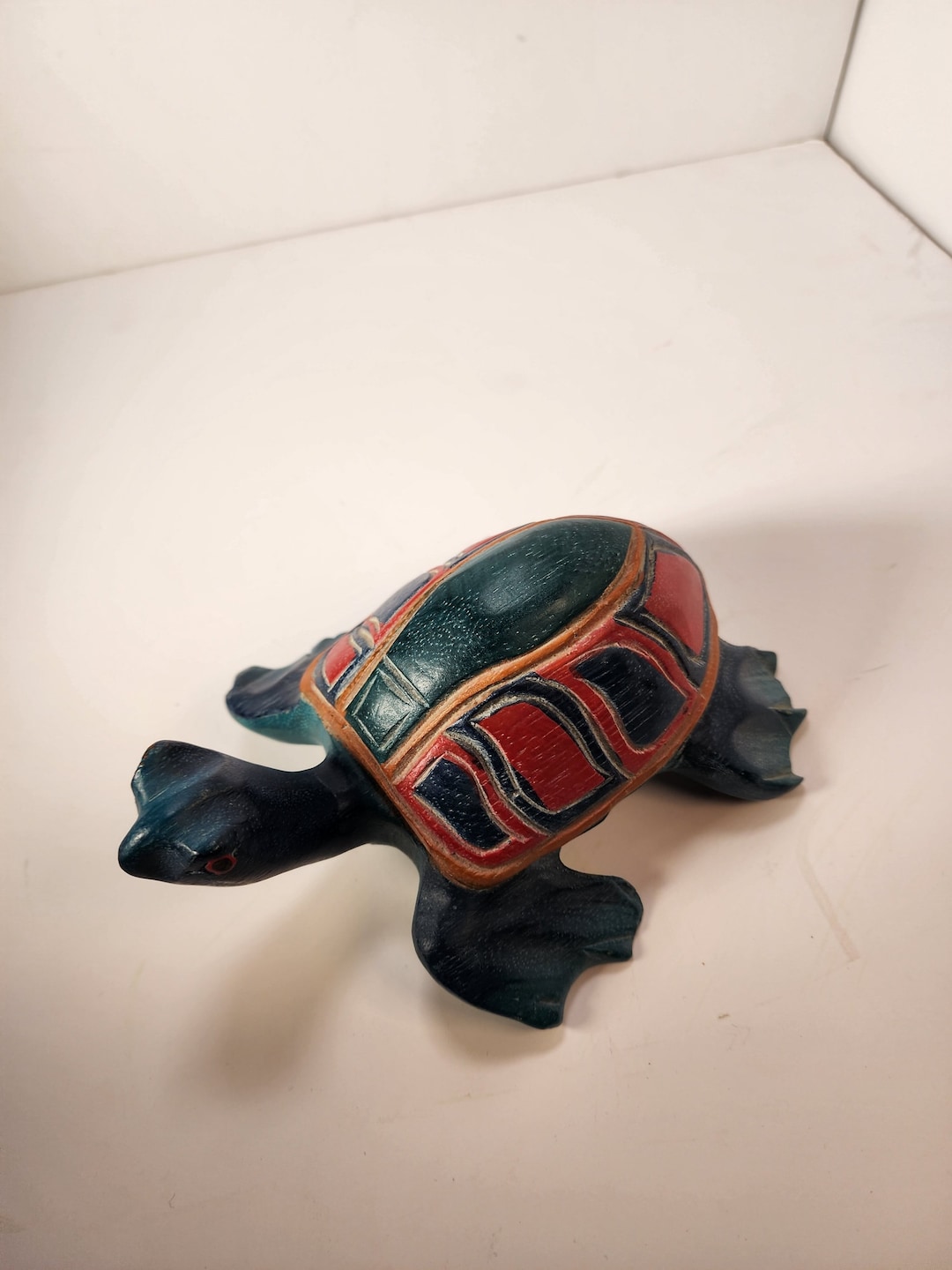 Vintage Hand Carved Colorful Sea Tortoise - Etsy
