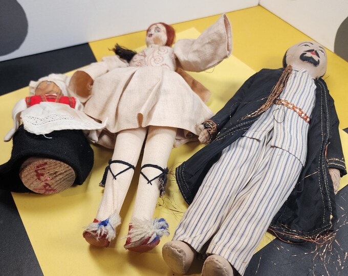 Antique Baps 1950s German Story Book Felt Dolls 5 of the Seven Dwarves ...