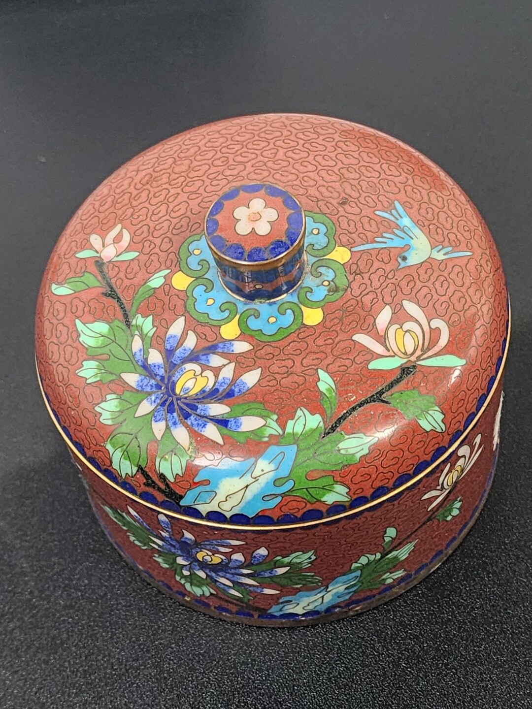 Vintage Chinese Enamel Trinket Box - Etsy