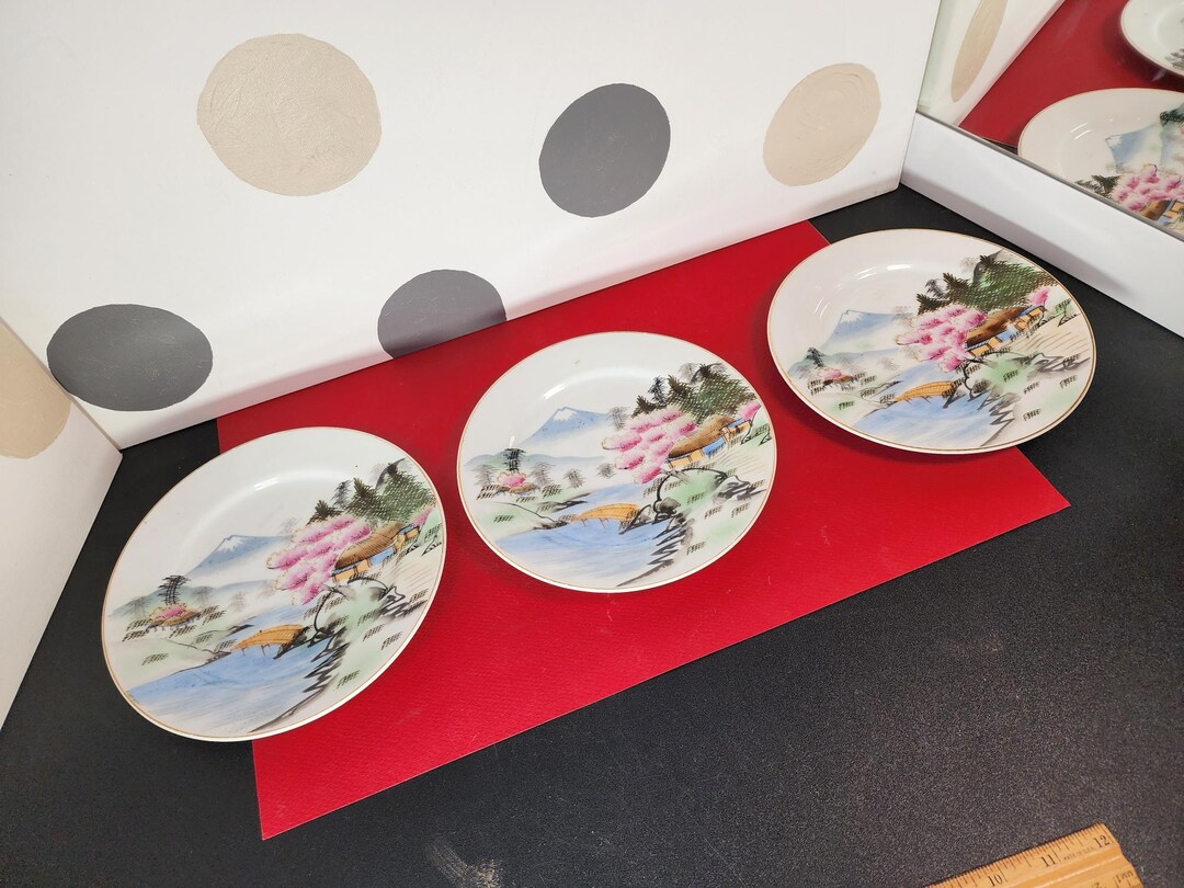 Lot of 3 Japanese Hand Painted Plates - Etsy