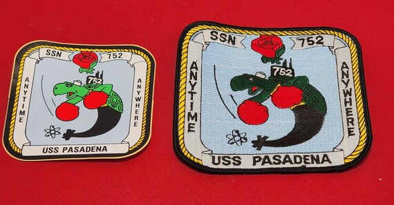 Vintage USS Pasadena Patch and Sticker - Gem