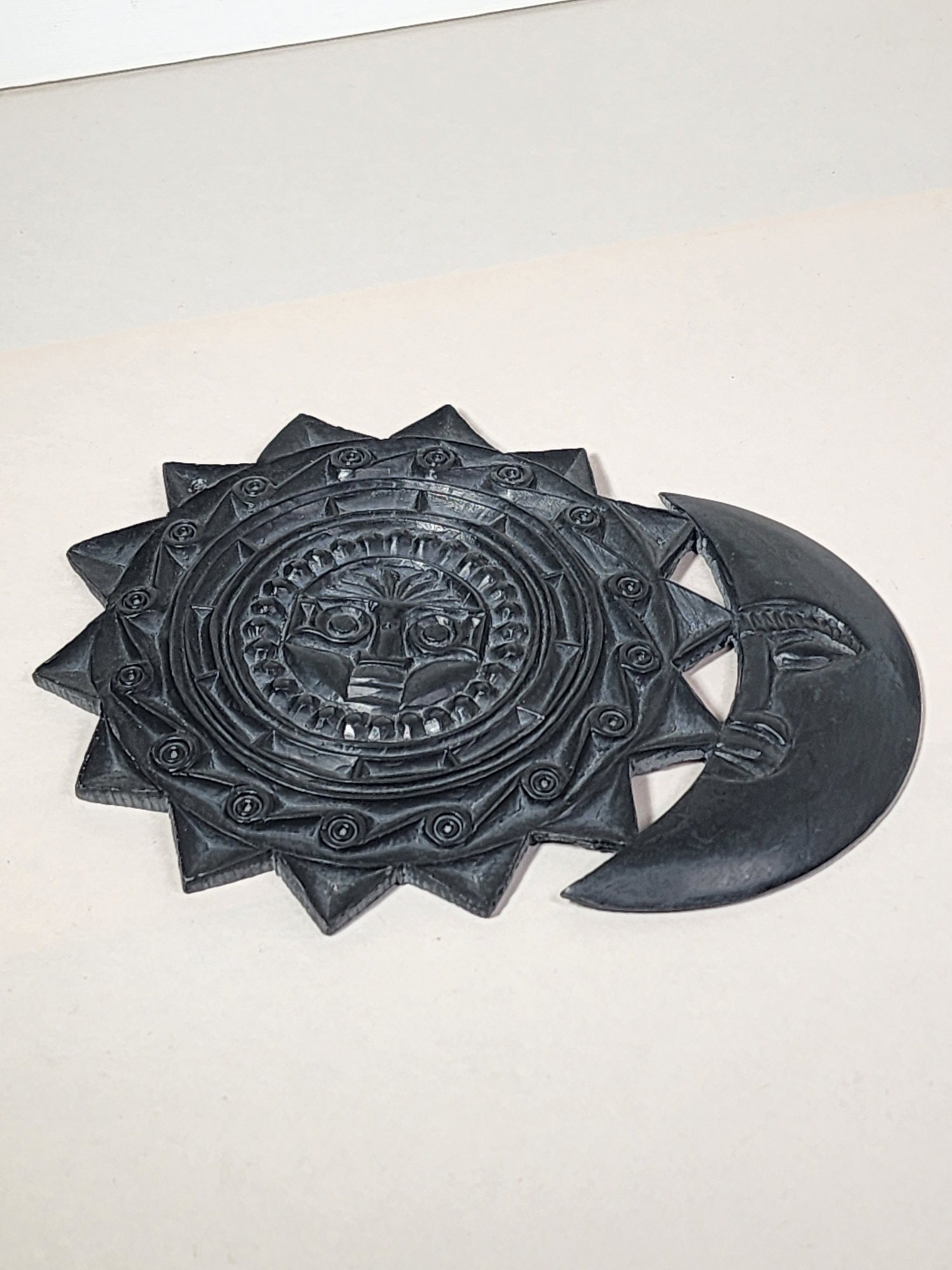Vintage Inca Sun and Moon Hand Carved Slate - Etsy