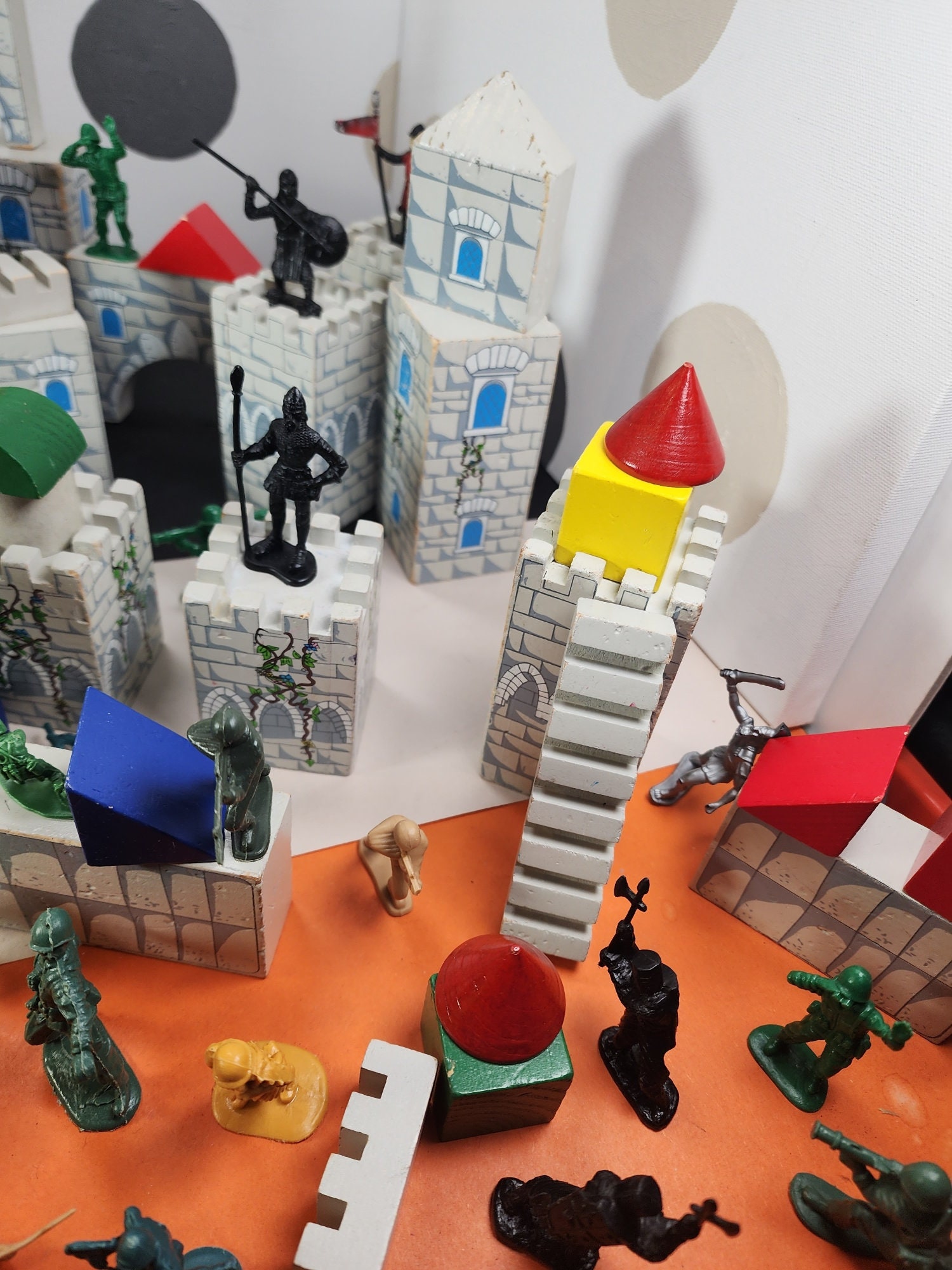 Collection of Vintage Castle Blocks and Plastic Action Figures - Etsy