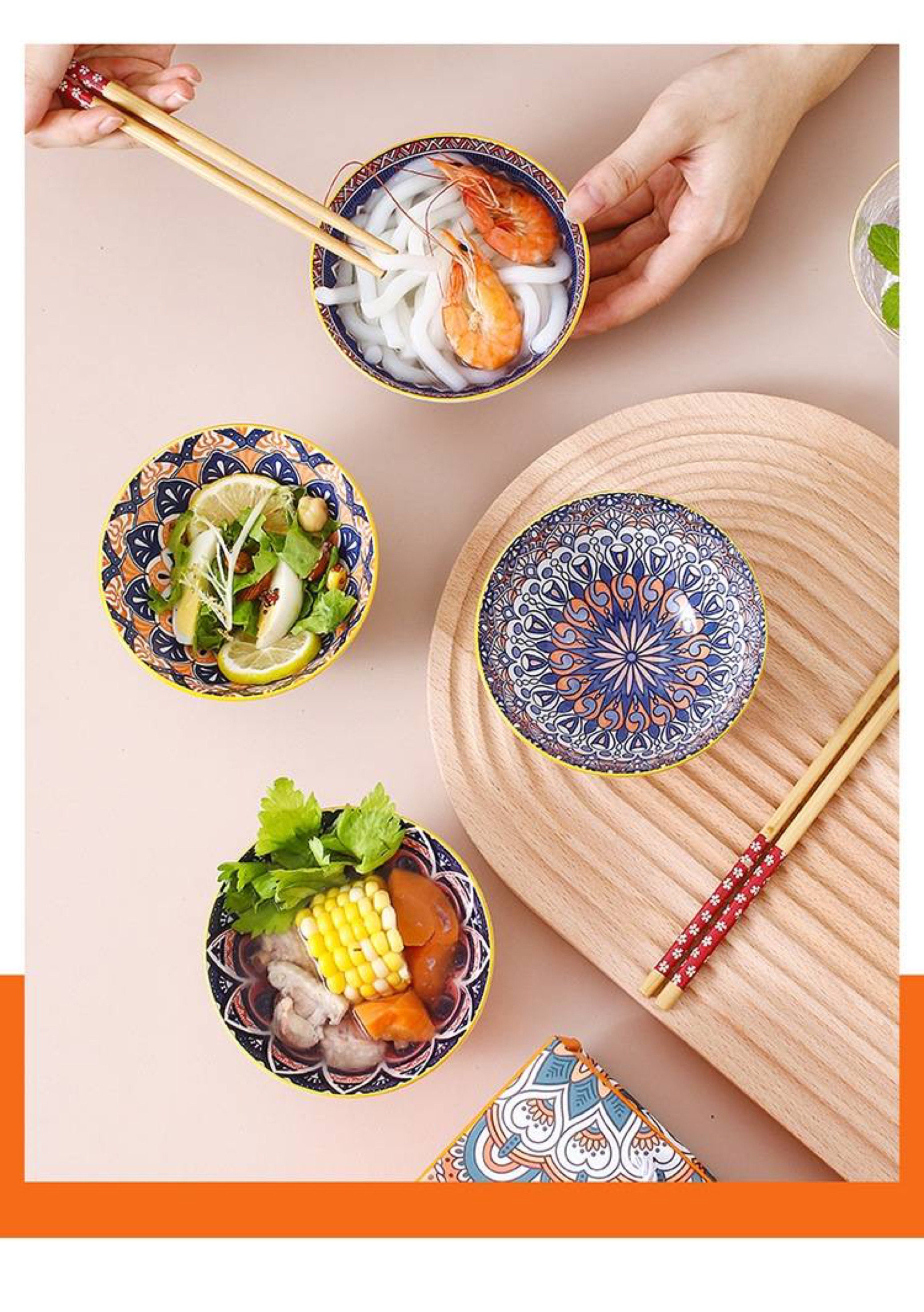 Japanese Style Ceramic Rice Bowl With Gift Box Set of 4 - Etsy