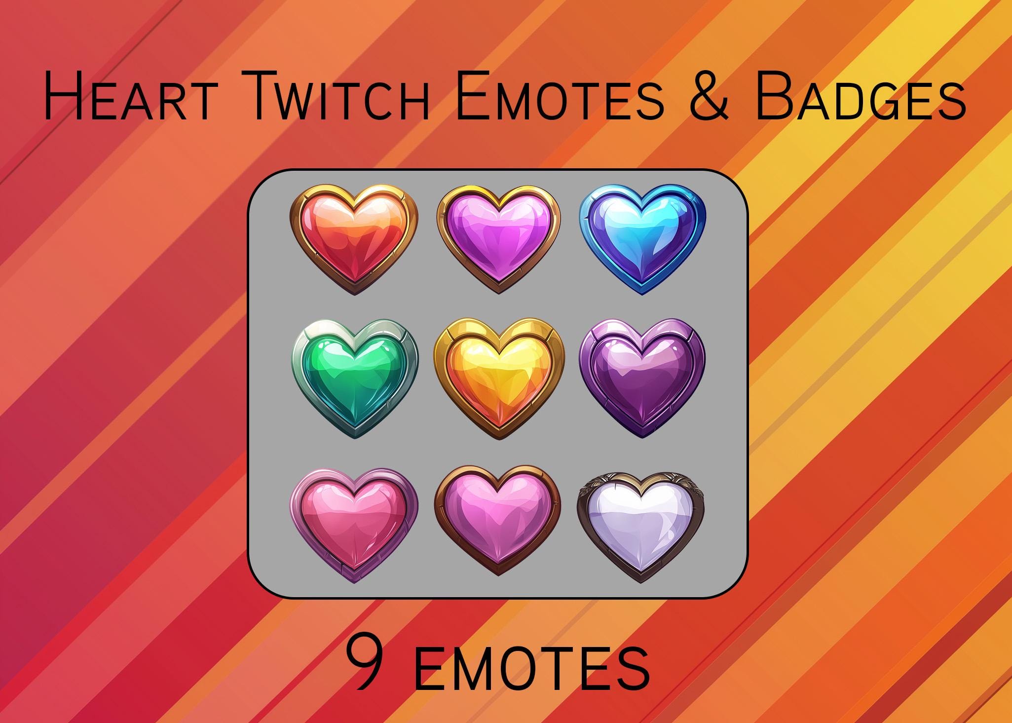 Heart Twitch Emotes & Badges | Twitch Emotes | Twitch Badges | 9 Emotes ...