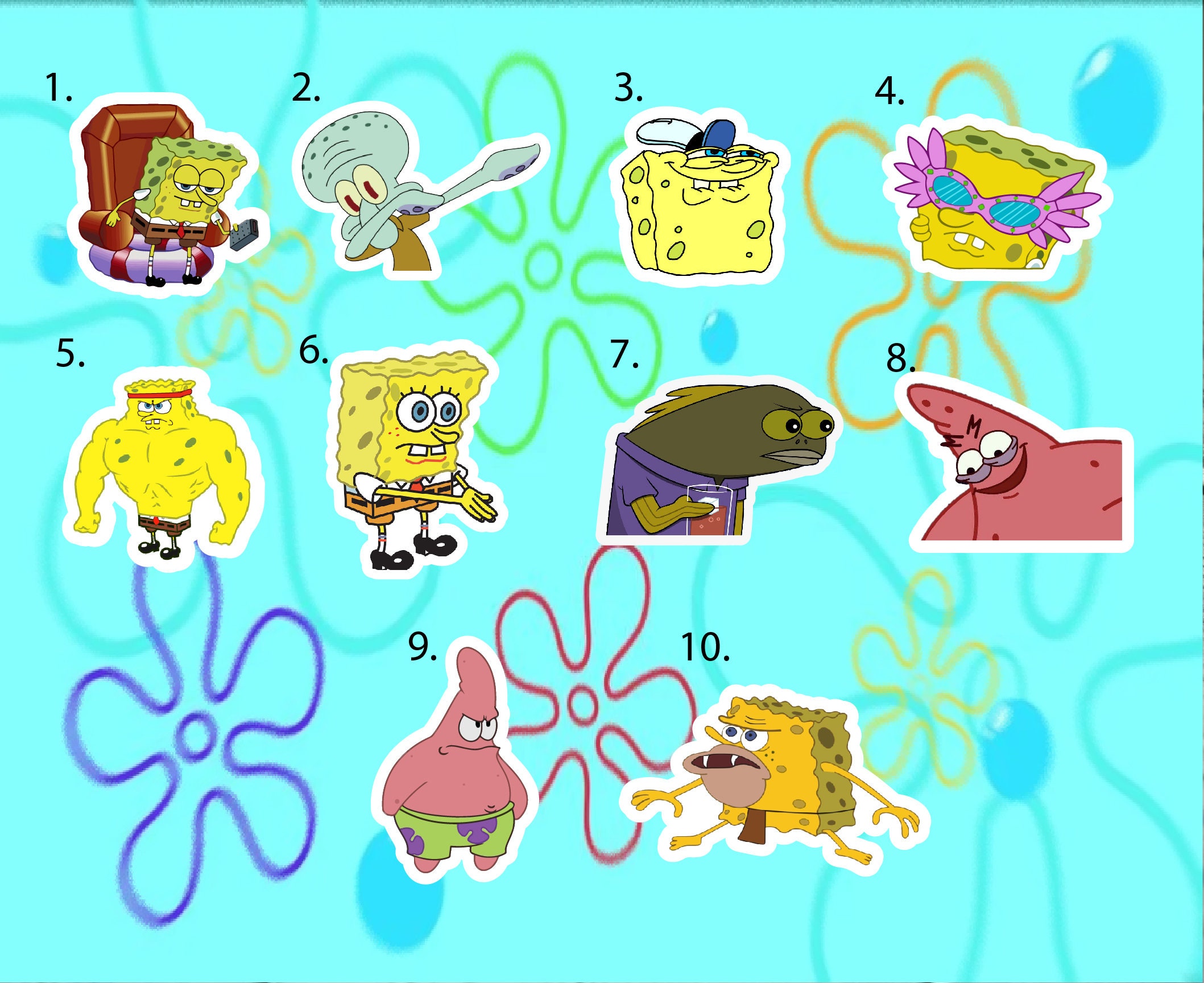 Spongebob Meme Sticker Pack Stickers Laptop Sticker Water Resistant ...