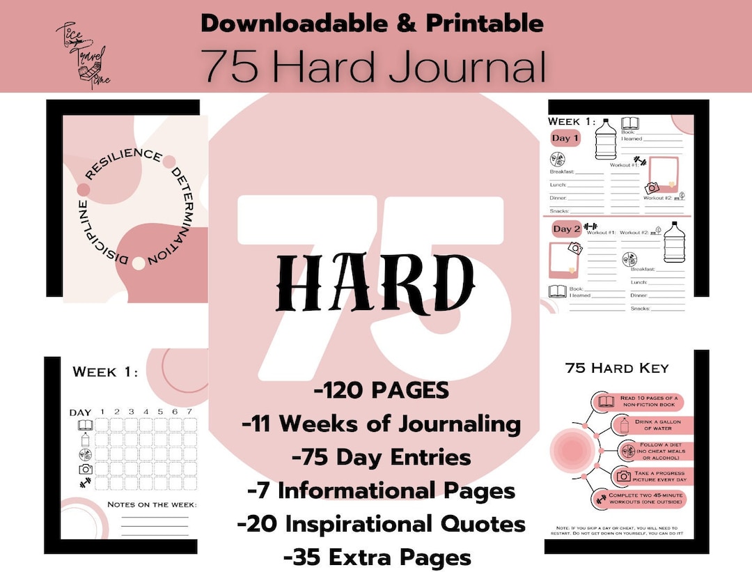 75 Hard Challenge Tracker Downloadable and Printable PDF, 75 Hard ...