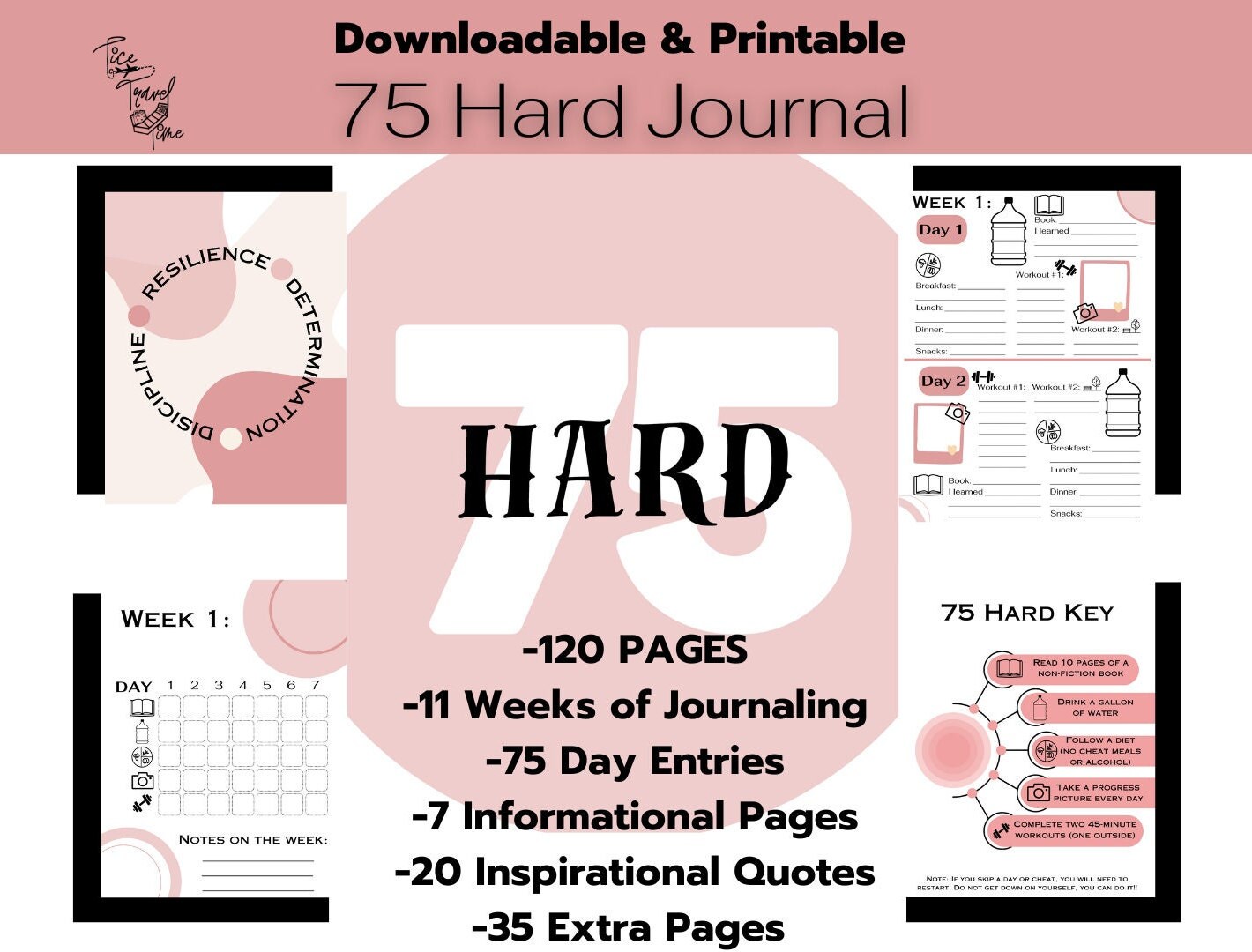75 Hard Challenge Tracker Downloadable and Printable PDF, 75 Hard ...