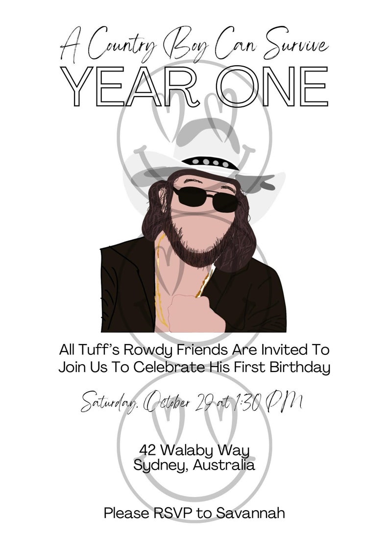 Hank Williams Jr Birthday Invitations Bocephus Birthday Party - Etsy