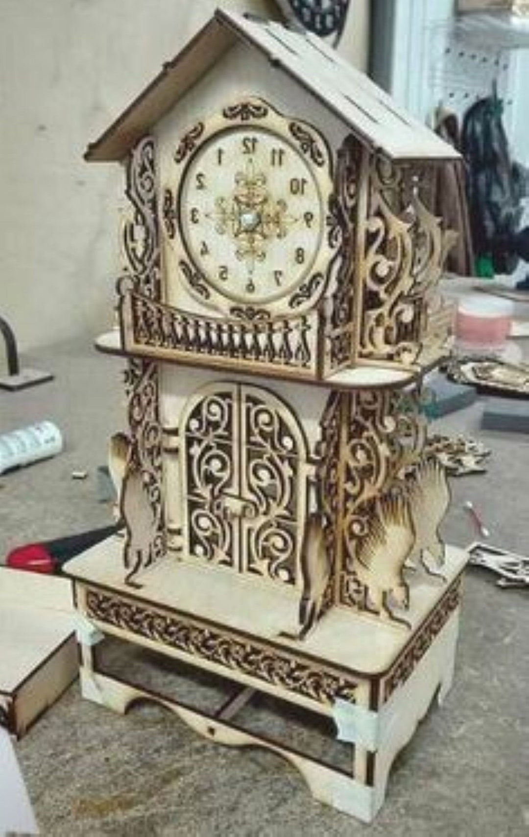 Desktop Clock. Laser Cut Svg Dxf, Cdr, Laser Cut Template, Cnc Wood ...