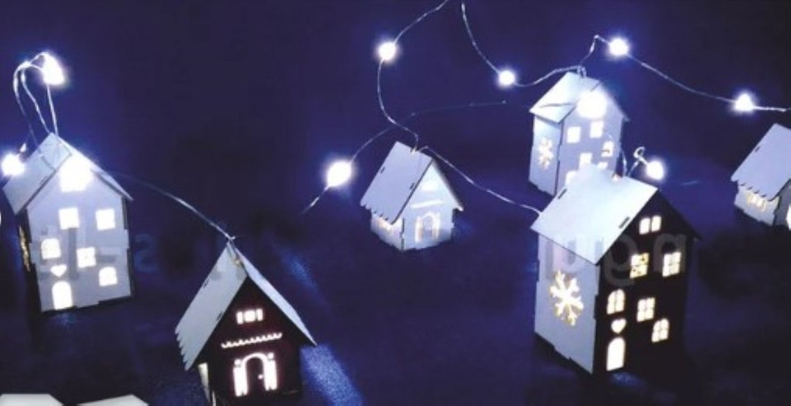 LED Houses. Vector Model Svg Dxf Ai Cnc Wooden Puzzle Vector - Etsy
