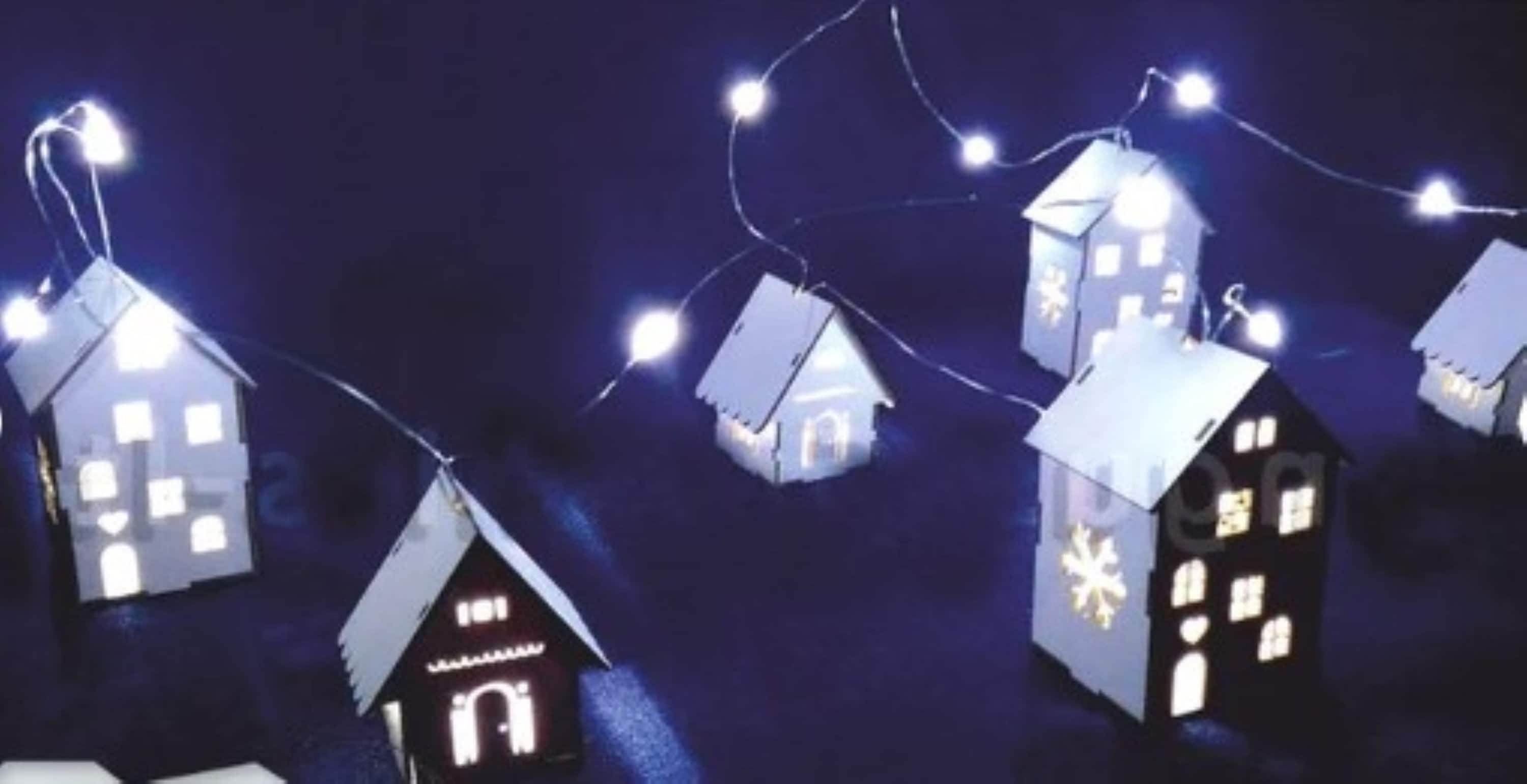 LED Houses. Vector Model Svg Dxf, Ai Cnc Wooden Puzzle, Vector Cutting ...