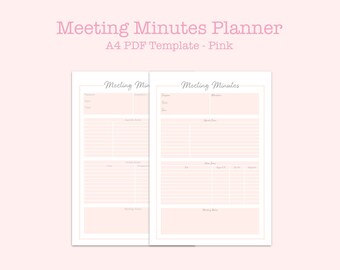 Meeting Minutes Printable PDF File, Printable Template for Taking Notes ...