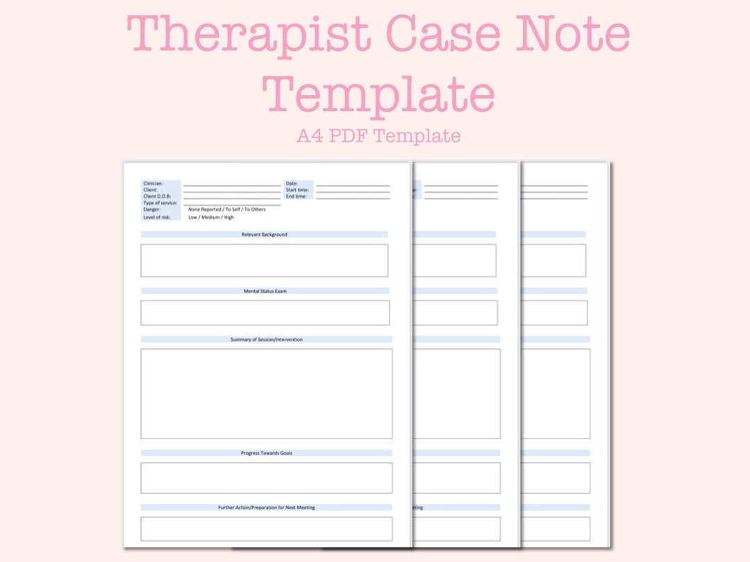 Therapist Case Note Template PDF - Etsy Ireland