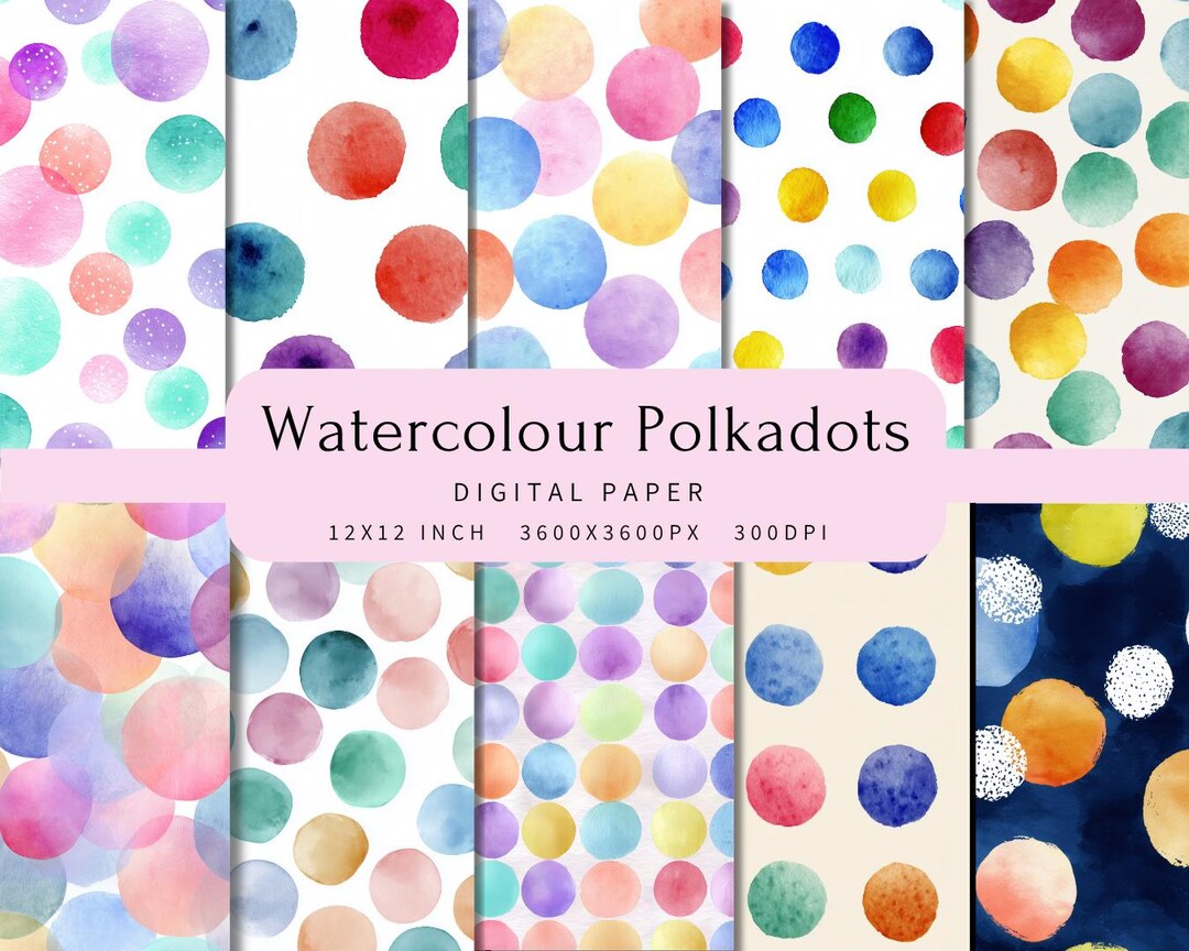 Watercolour Polka Dot Digital Paper | Pastel Seamless Pattern (digital ...