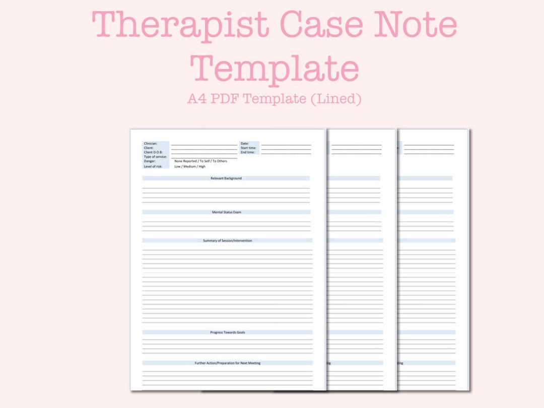 Therapy Case Note Template PDF - Etsy