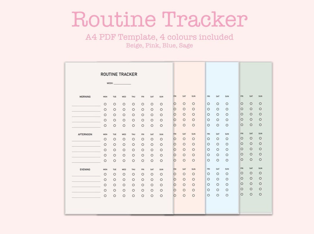 Routine Tracker, A4 PDF Template in 4 Colours - Etsy