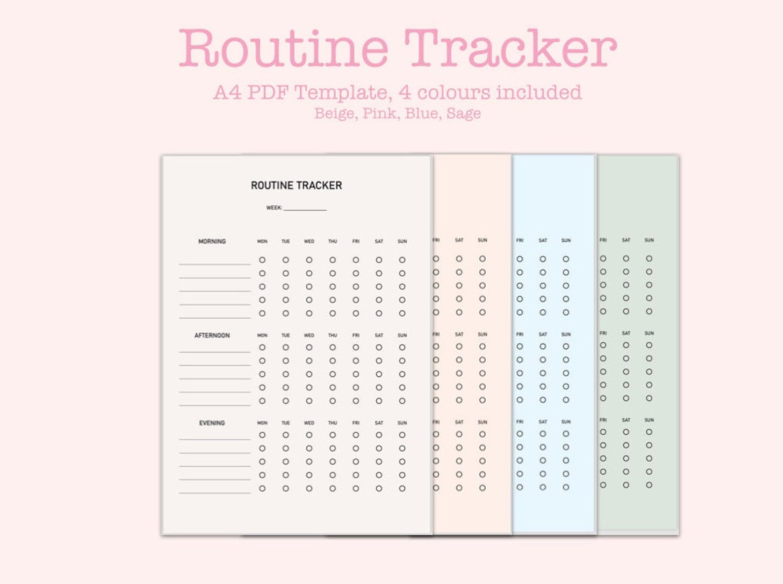 Routine Tracker, A4 PDF Template in 4 Colours - Etsy