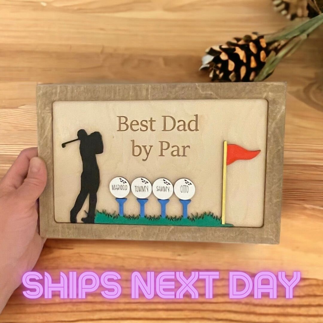 Golfing Dad Gift for Father's Day, Best Dad by Par, Golfing Dad Pun ...