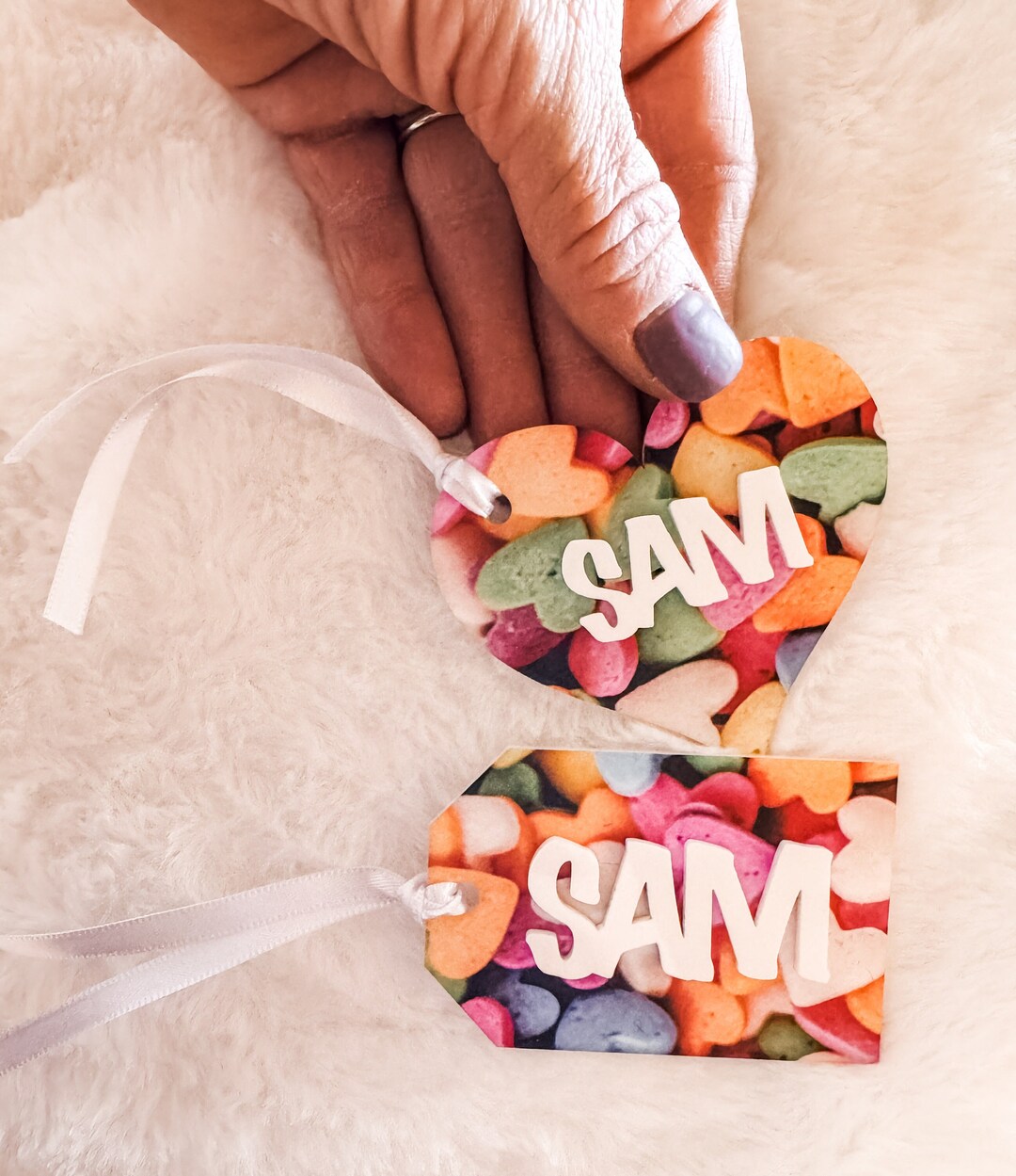 Candy Hearts Valentines Day Gift Basket Name Tag, Valentines Day Gift ...