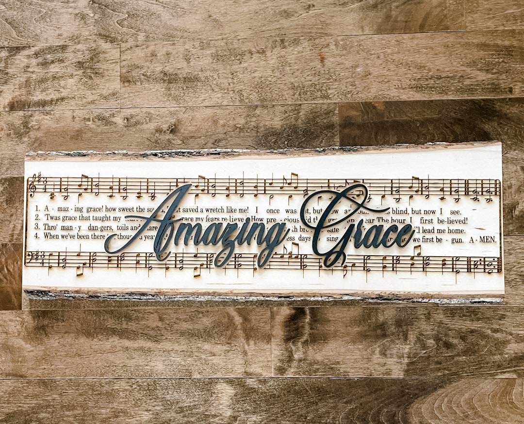 Amazing Grace Hymn Sign, Hymn Wall Art, Engraved Wooden Hymns, Live ...