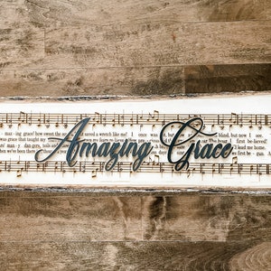 Amazing Grace Hymn Sign, Hymn Wall Art, Engraved Wooden Hymns, Live ...