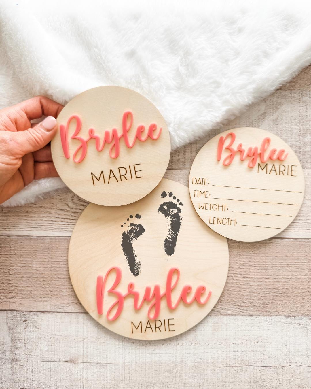 Birth Announcement Sign, Wooden Baby Name Sign for Hospital, Baby Stat ...