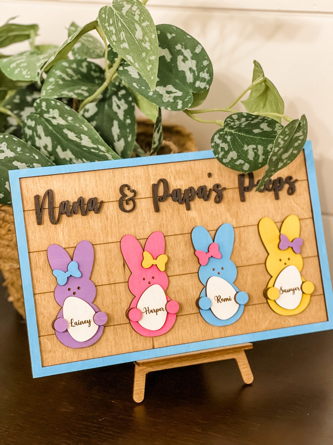 Easter Family Sign, Peeps Marshmallow Sign, Easter Gift for Grandma ...