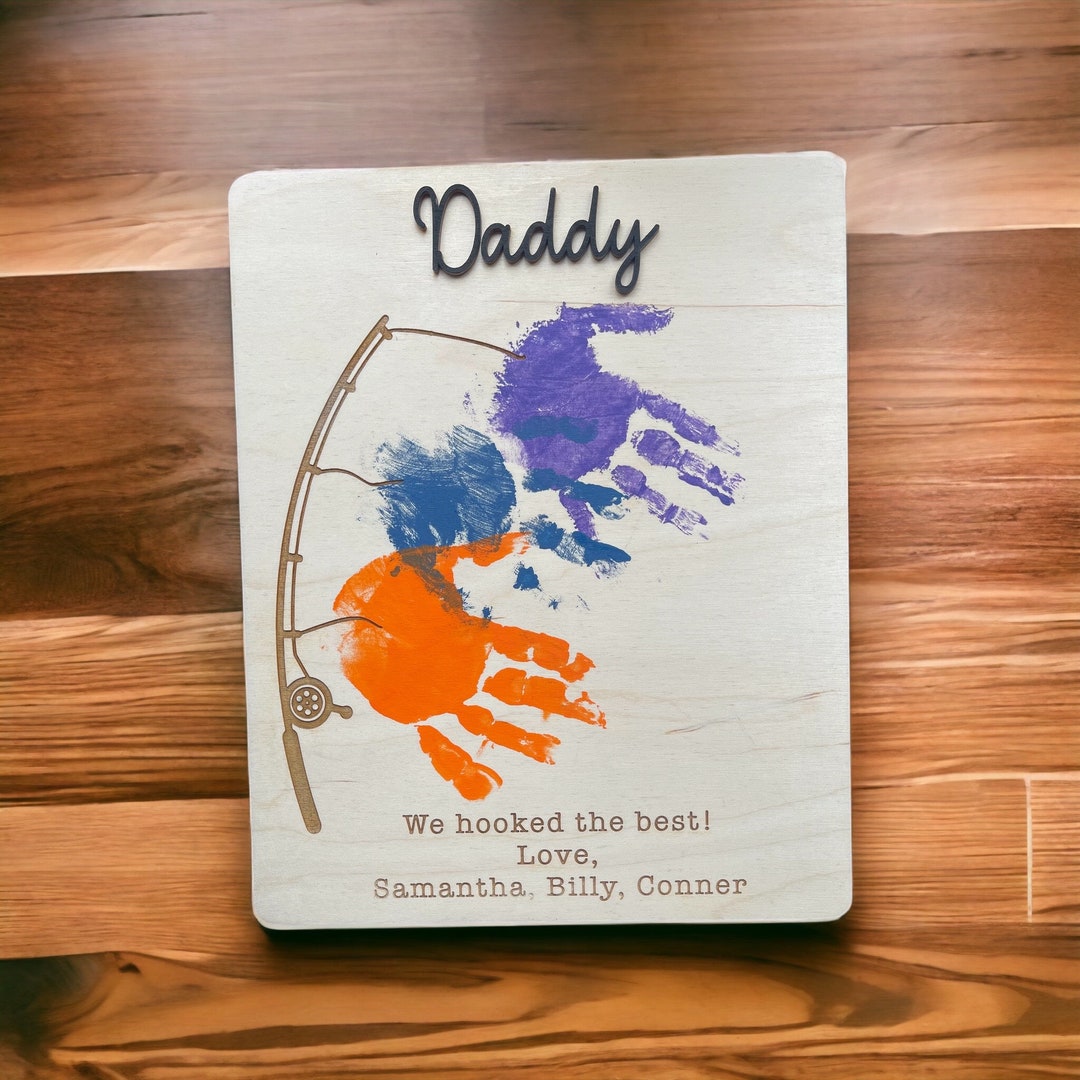 Handprint Sign for Father's Day, Fishing Dad Gift, Father's Day Gift ...