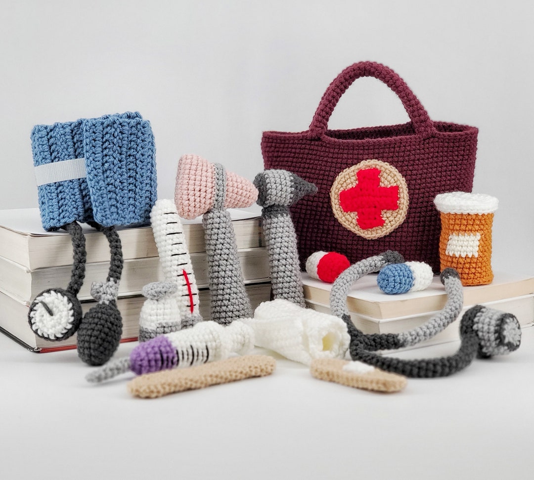 Crochet Toy Set Medical Toolkit Playset for Kids Educational Role Play ...