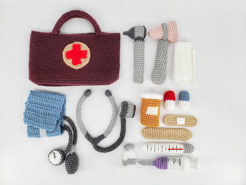 Crochet Toy Set Medical Toolkit Playset for Kids Educational Role Play ...