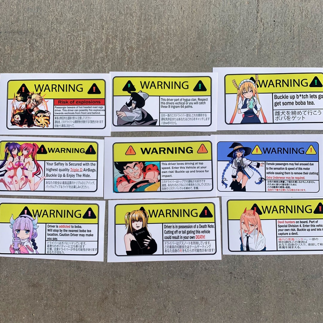Anime Warning Sticker for Car Visors Sexy One - Etsy