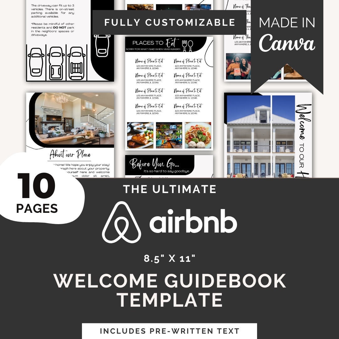 Simple Airbnb Welcome Guidebook Template, Editable Canva Welcome Guide ...