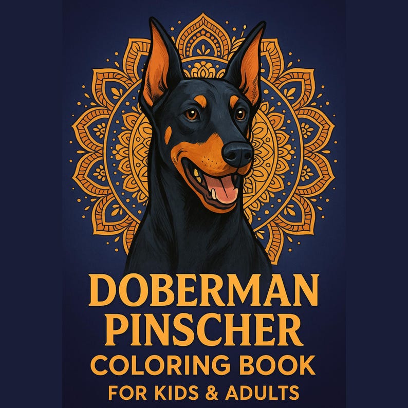 Doberman Pinscher Coloring Book: 22 Dog Breed Designs for Kids & Adults ...