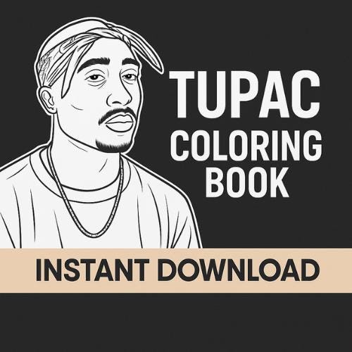 Tupac Coloring Book, 2pac Printable Hip Hop Art, Rap Legend Coloring ...