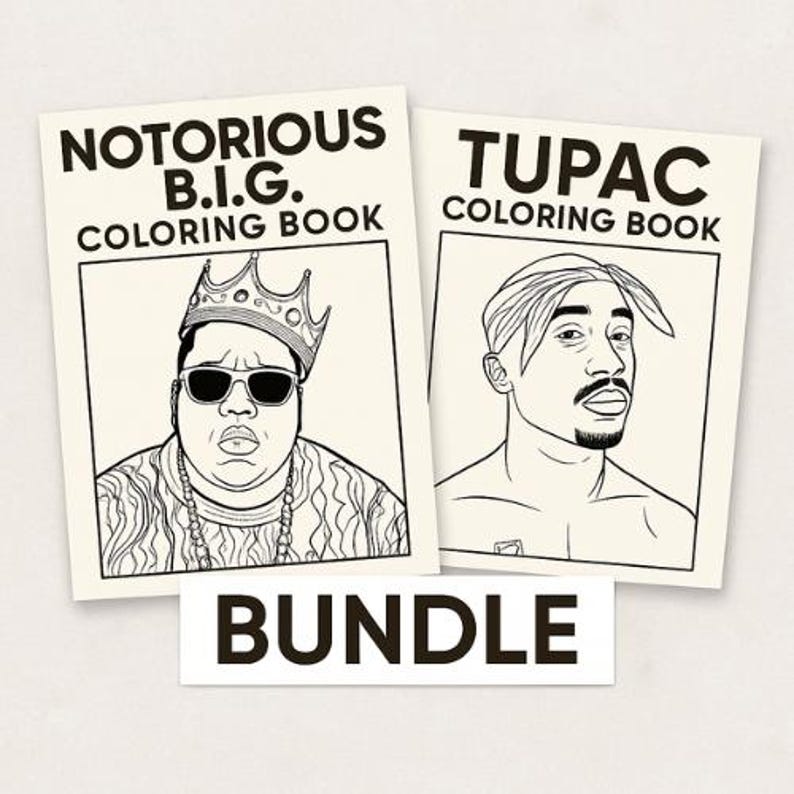 Hip Hop Coloring Book Duo Tupac and Biggie Tribute Bundle for Rap Fans ...