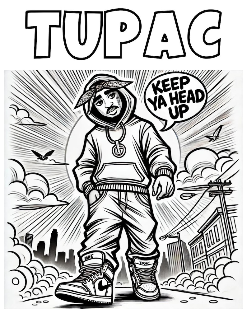 Hip Hop Coloring Book Duo Tupac and Biggie Tribute Bundle for Rap Fans ...
